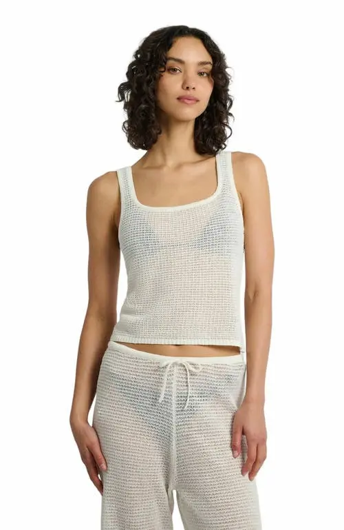Onia Linen Knit Square Neck Tank - White