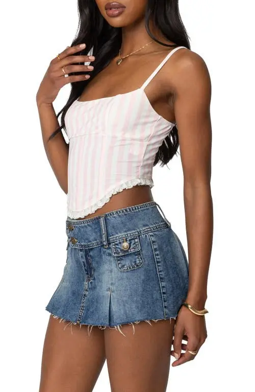 EDIKTED Marlen Stripe Corset Top - Light-pink