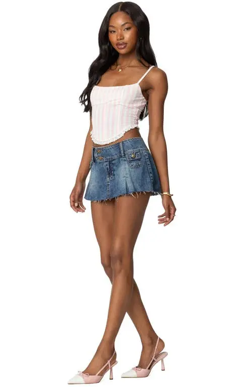 EDIKTED Marlen Stripe Corset Top - Light-pink