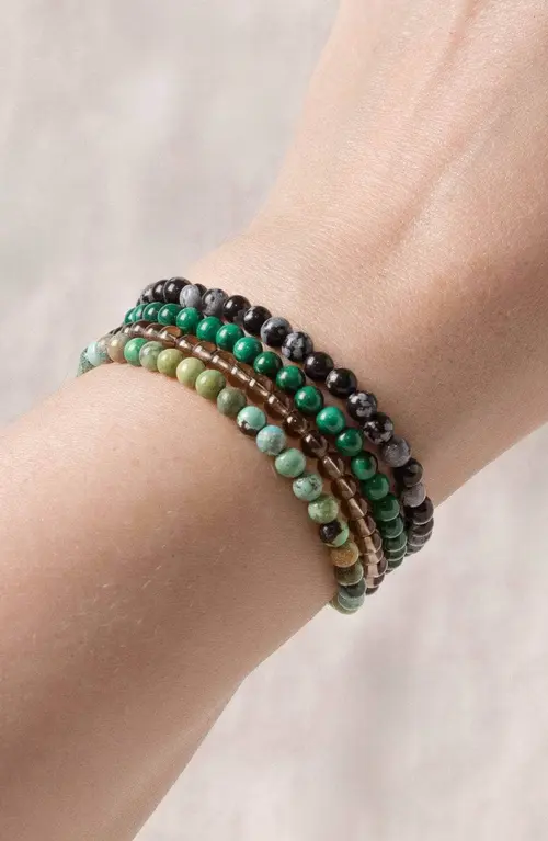 TINY RITUALS Scorpio Bracelet Set - Green / Brown / Gray