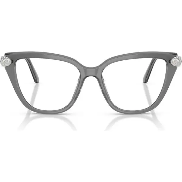 SWAROVSKI 52mm Cat Eye Optical Glasses - Milky Grey/ Demo Lens