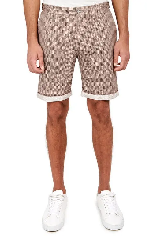 BROOKLYN BRIGADE Downing Texture Print Slim Fit Shorts - Brown