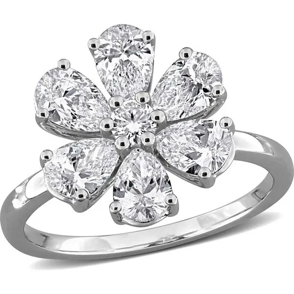 JULIANNA B. 2-1/10 Ctw Lab-grown Diamond 14k Flower Ring - White Gold