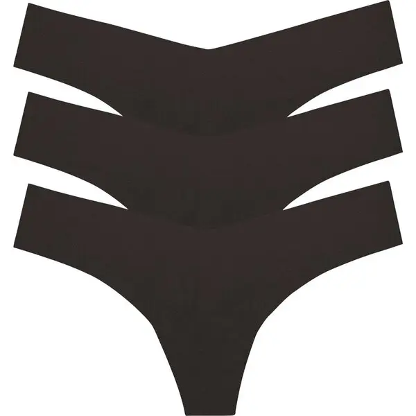 Commando Classic Solid Thong 3-pack - Black