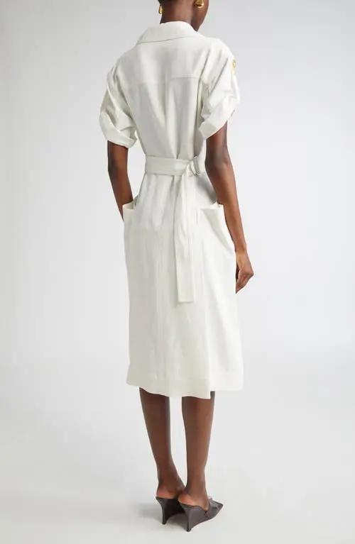 Bottega Veneta Grainy Viscose-Linen Midi Dress With Embellishments - 9071  Chalk - 70% Off | Editorialist