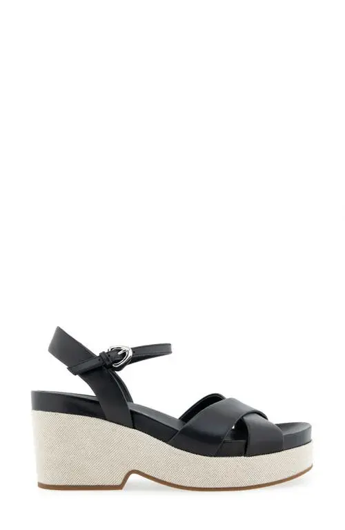 Aerosoles Chabella Platform Sandal - Black Leather