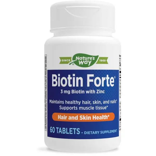 NATURE'S WAY Biotin Forte 3mg With Zinc 60 Tablets - One-color