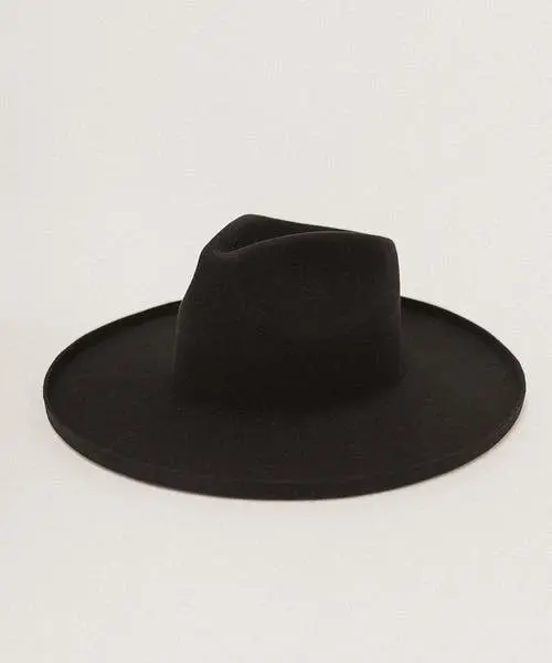 TWO ROADS HAT CO. Five Points Wide Brim Fedora Hat - Black