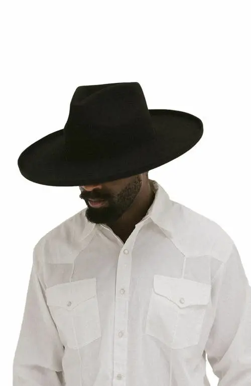 TWO ROADS HAT CO. Five Points Wide Brim Fedora Hat - Black