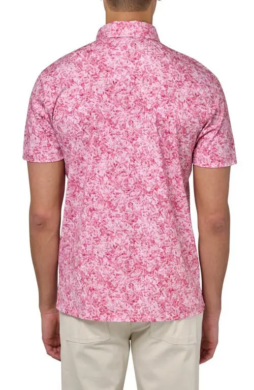 BROOKLYN BRIGADE Slim Fit Abstract Floral Short Sleeve Polo - Terracotta