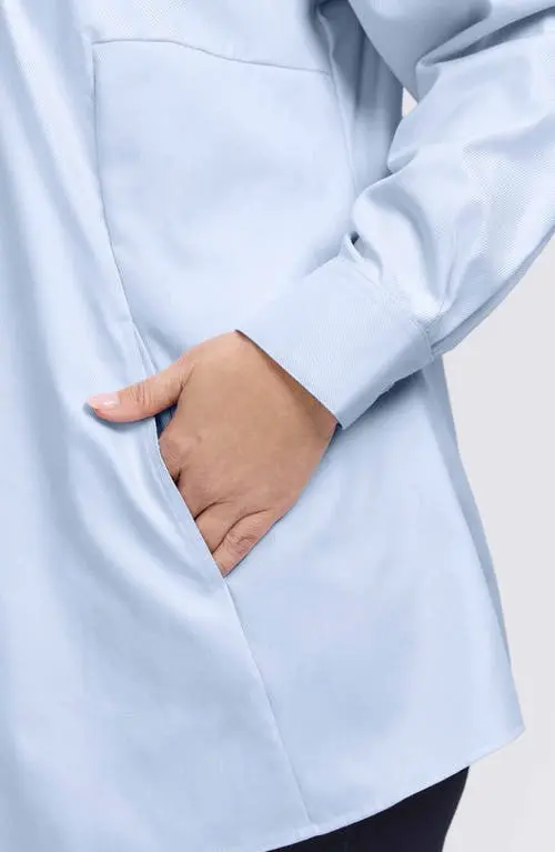 Foxcroft Cici Cotton Tunic Shirt - Soft Blue