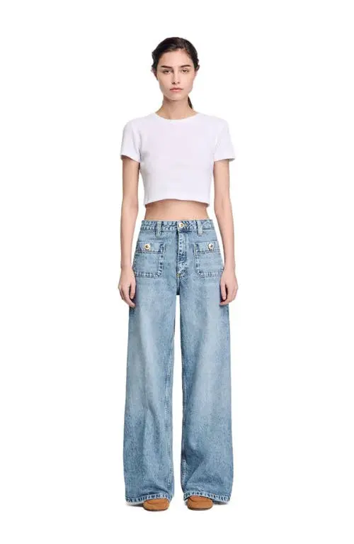 Sandro Faded Straight-leg Jeans - Blue Jean