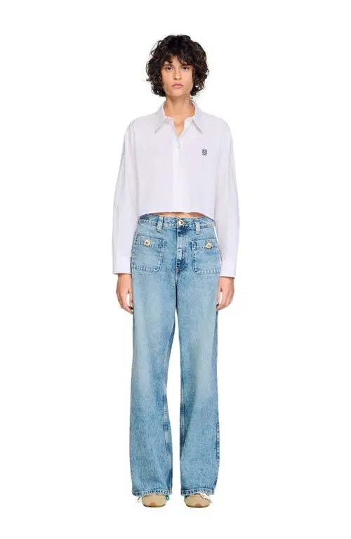 Sandro Faded Straight-leg Jeans - Blue Jean