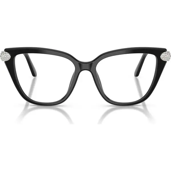 SWAROVSKI 54mm Cat Eye Optical Glasses - Black/demo Lens