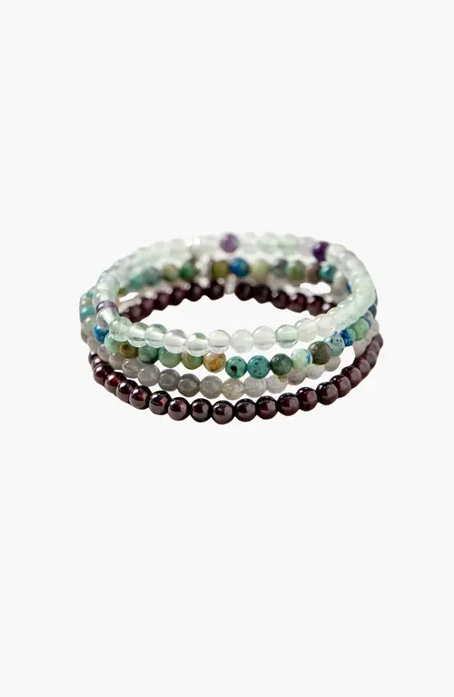 TINY RITUALS Capricorn Bracelet Set - Gray / Burgundy / Green