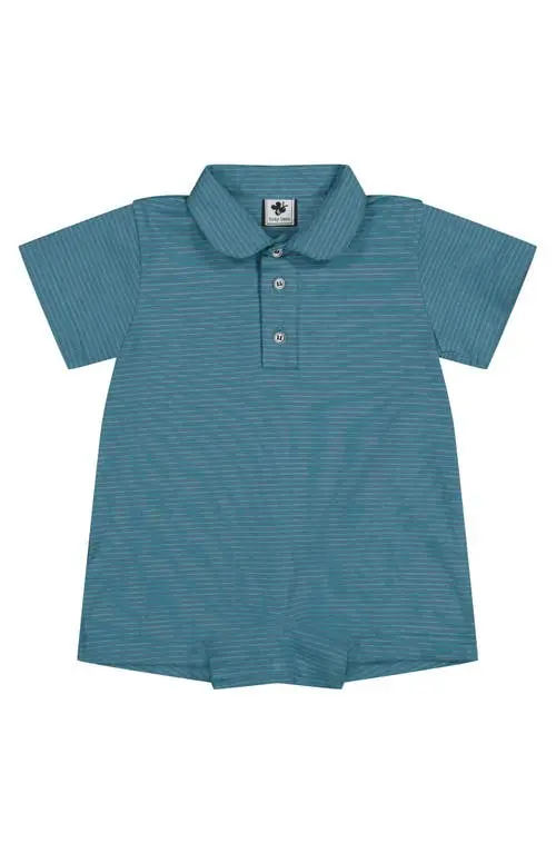 Busy Bees Hudson Romper - Blue Green Ministripe