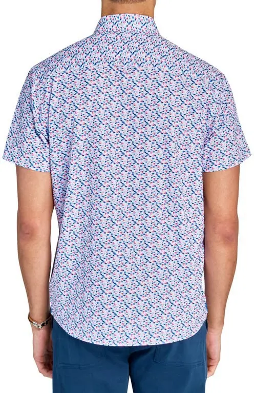 BROOKLYN BRIGADE Slim Fit Mini Floral Stem Recycled 4-way Stretch Performance Short Sleeve Shirt - Multi