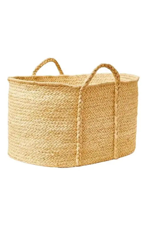 INDEGO AFRICA Rectangle Braided Raffia Floor Basket - Natural