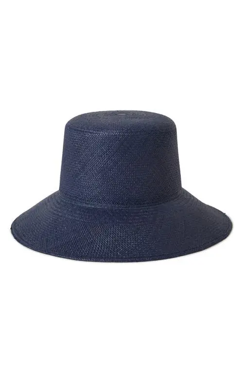 Brixton Lopez Panama Straw Bucket Hat - Navy