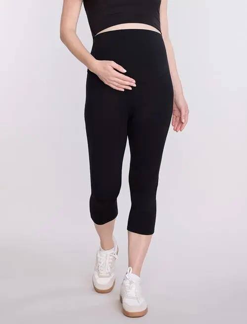 Motherhood Maternity Over The Belly Active Capri Legging - Black