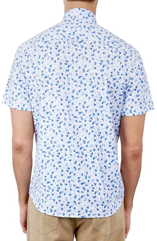 BROOKLYN BRIGADE Slim Fit Floral Performance Shirt - Blue