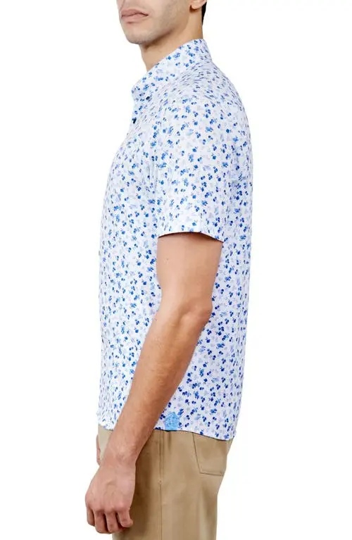 BROOKLYN BRIGADE Slim Fit Floral Performance Shirt - Blue