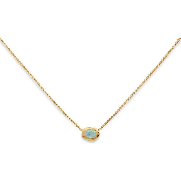 Monica Vinader Small Odyssey Pendant Necklace - 18ct Gold Vermeil / Aquamarine