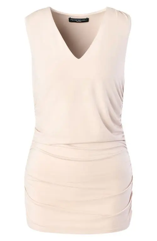 PIETRO BRUNELLI Ruched V-neck Tank - Beige