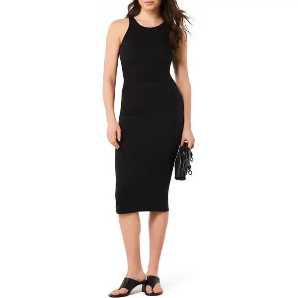Spanx Smooth Jersey Cutaway Shoulder Midi Dress - Classic Black