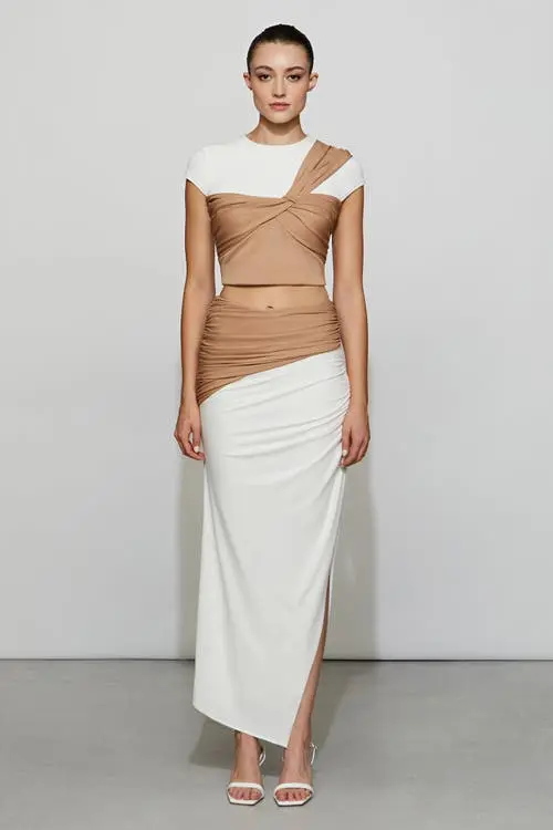 ET OCHS Kiara Color-block Top - Ivory