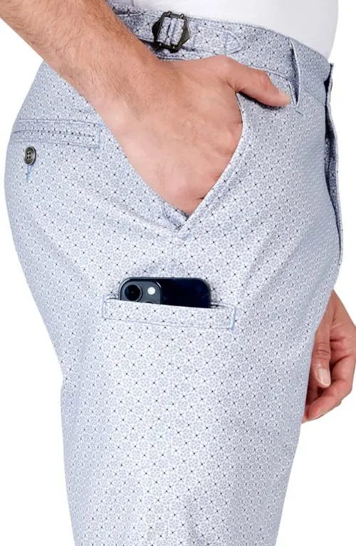 BROOKLYN BRIGADE Slim-fit Medallion Print Flat-front Shorts - Blue