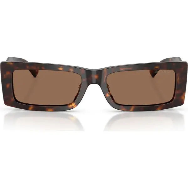JIMMY CHOO Lennon Polarized Rectangular Sunglasses - Havana/ Dark Brown