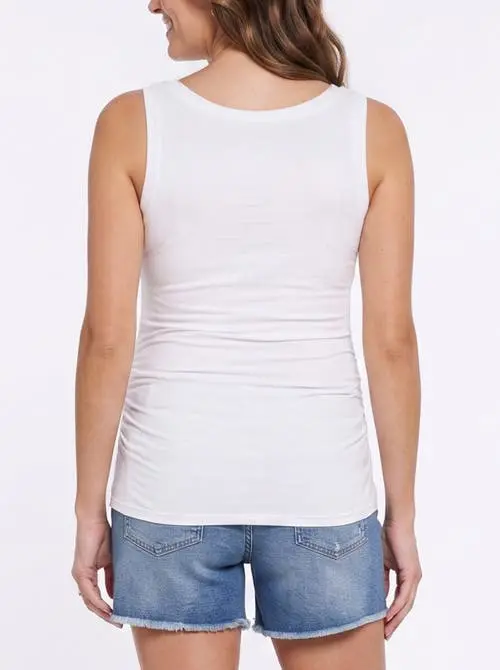 Motherhood Maternity Scoop Neck Side-ruched Tank Top - White