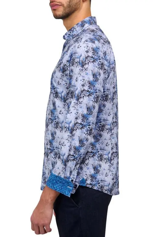 BROOKLYN BRIGADE Slim Fit Abstract Leaf Recycled 4-way Stretch Performance Long Sleeve Shirt