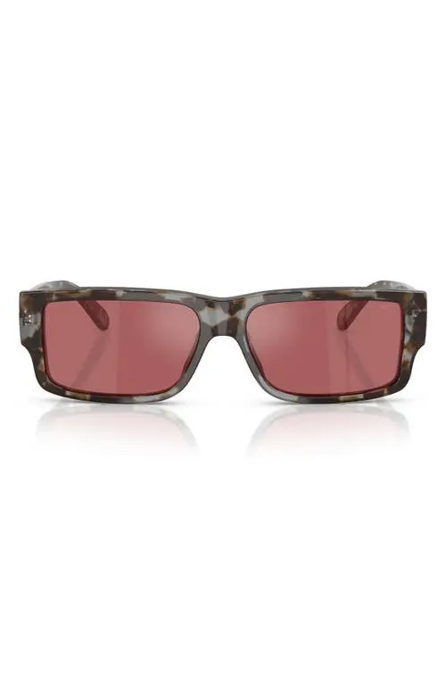 DIESEL® 57mm Rectangular Sunglasses - Grey Tortoise/ Red Hiper