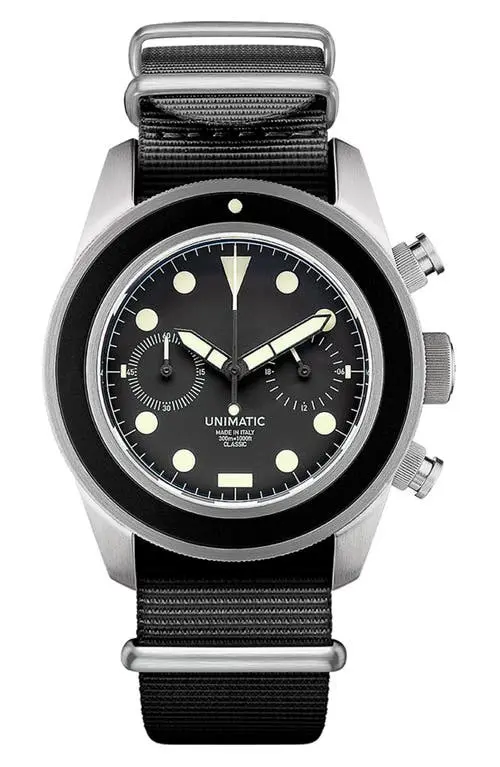 UNIMATIC Modello Tre Chronograph Strap Watch - Black Steel