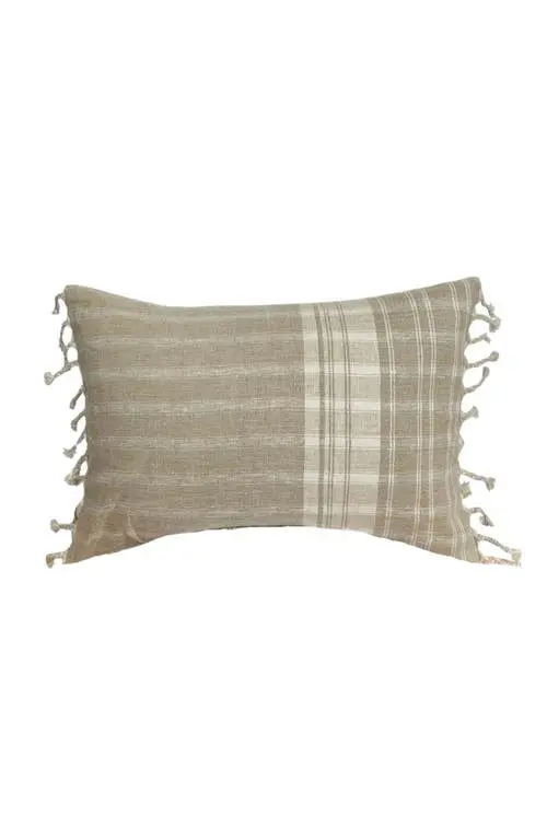 LINEN & JAMES Thelma Tan Cream Linen Stripe Pillow Cover - Tan Brown