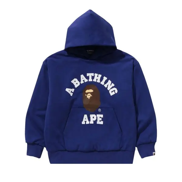 A BATHING APE College Puffy Relaxed Fit Pullover Hoodie - Blue
