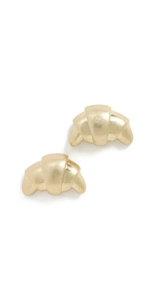 Clare V. Croissant Stud Earrings - Vintage Gold