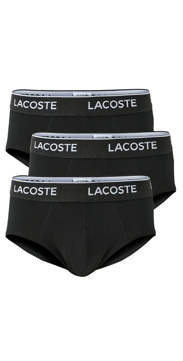 Lacoste Cotton Stretch Jersey Briefs 3 Pack - Black