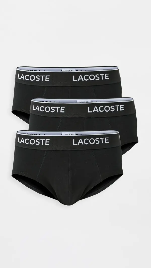Lacoste Cotton Stretch Jersey Briefs 3 Pack - Black