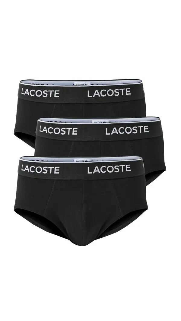 Lacoste Cotton Stretch Jersey Briefs 3 Pack - Black