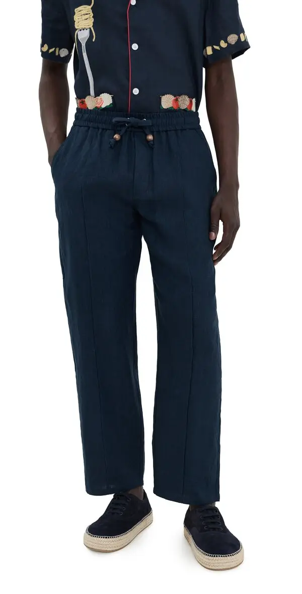 TOMBOLO Easy-going Linen Pants - Navy