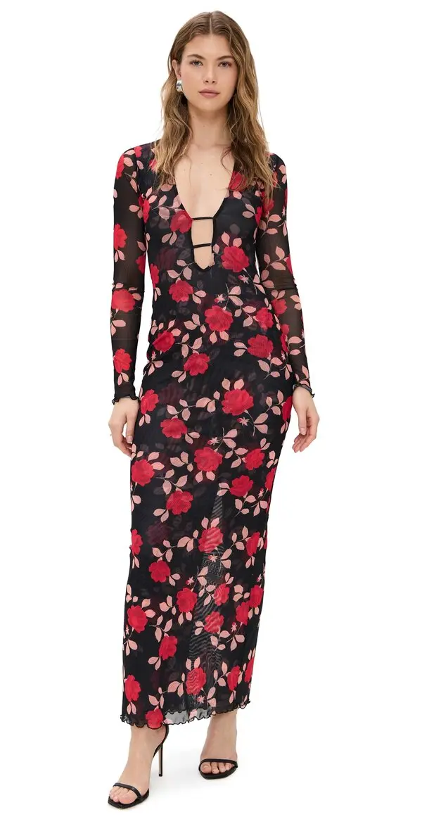 knee length dresses for ladies Marcy Rose Print Maxi Dress