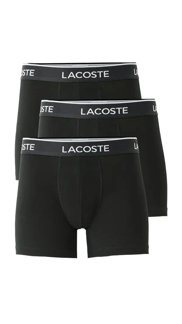 Lacoste Cotton Stretch Jersey Boxer Briefs 3 Pack - Black
