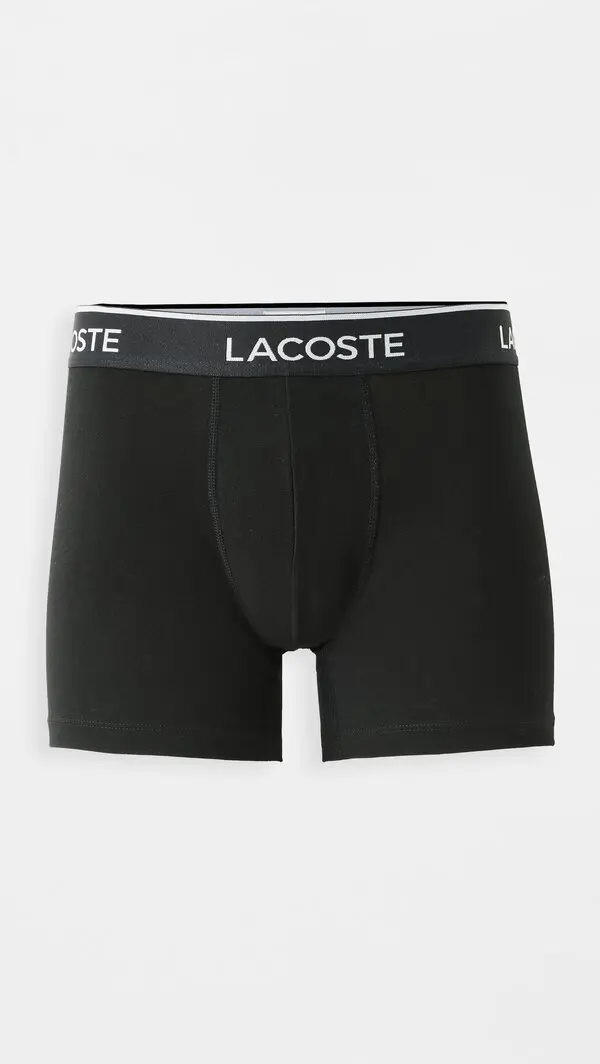 Lacoste Cotton Stretch Jersey Boxer Briefs 3 Pack - Black