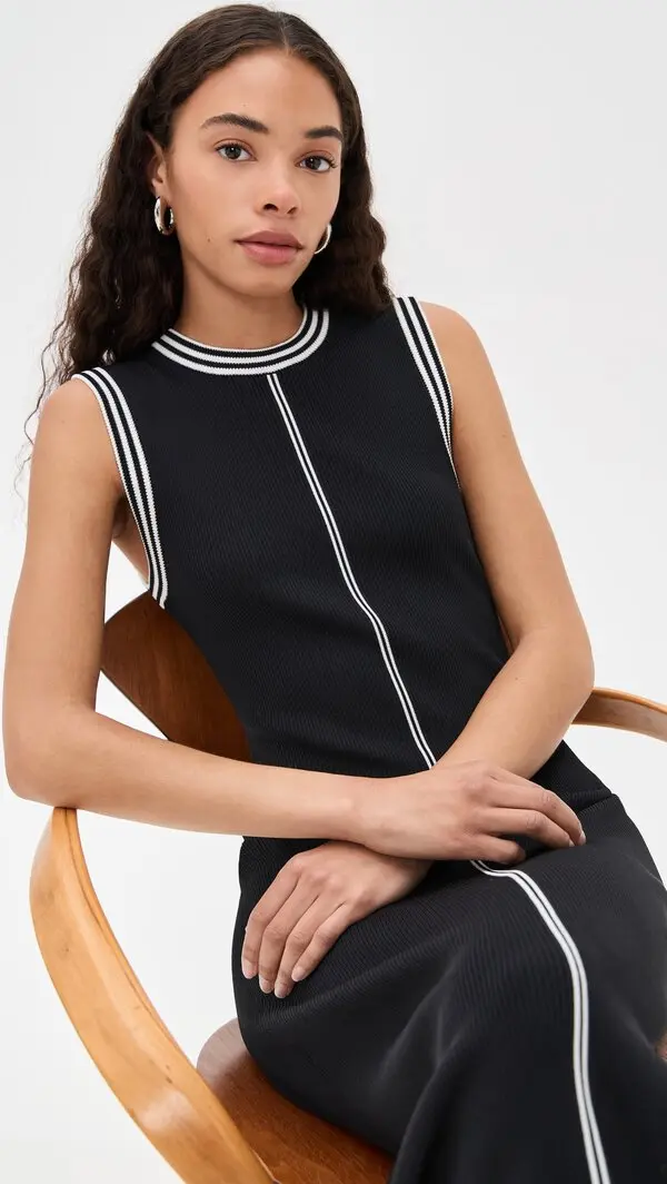 LE BOP Ringer Midi Dress - Black & White