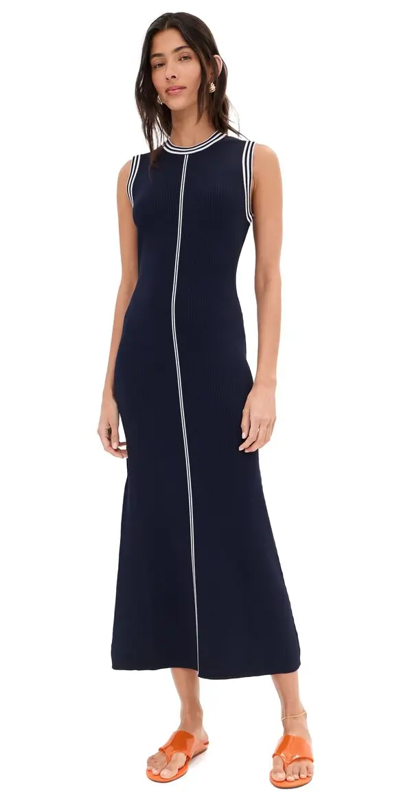 LE BOP Ringer Midi Dress - Navy & White