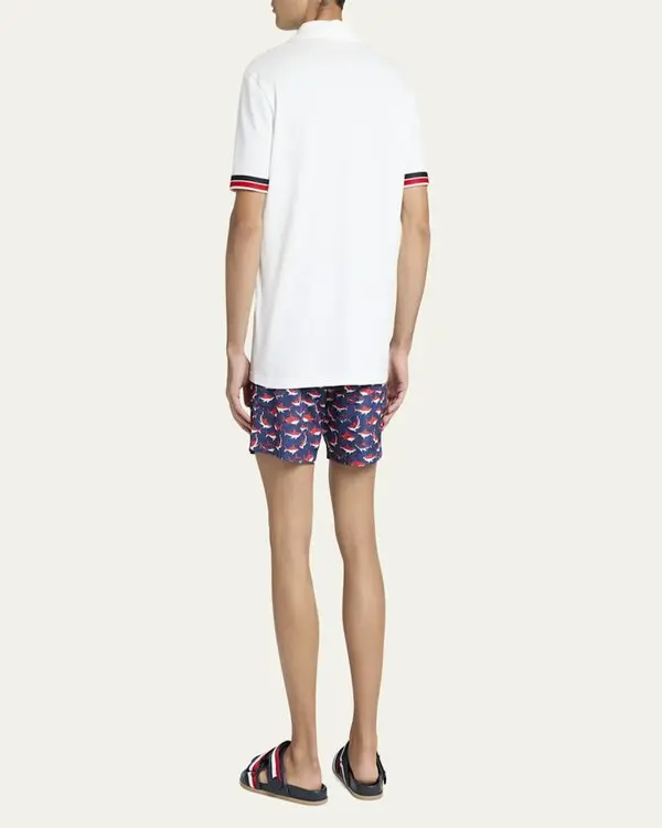 Moncler Striped-trim Pique Polo Shirt