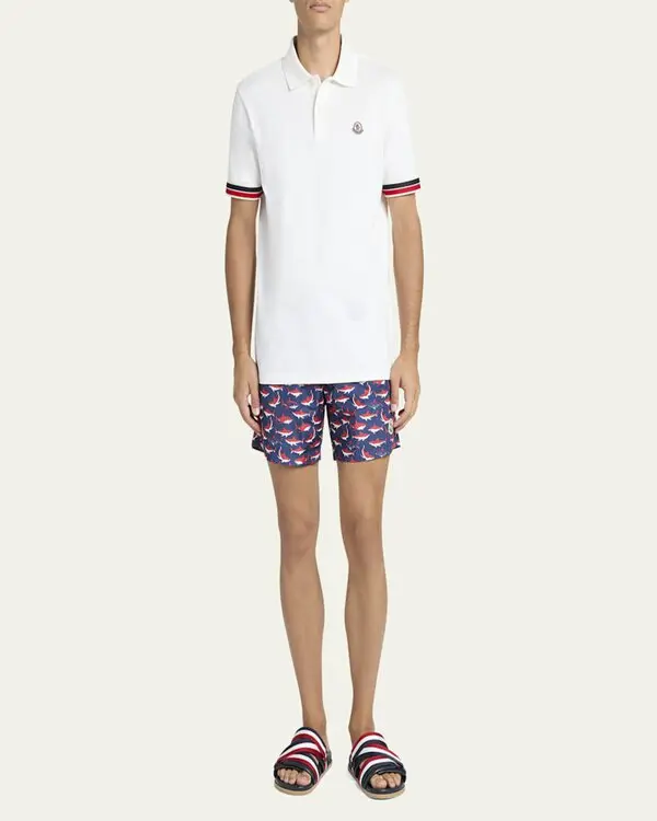 Moncler Striped-trim Pique Polo Shirt